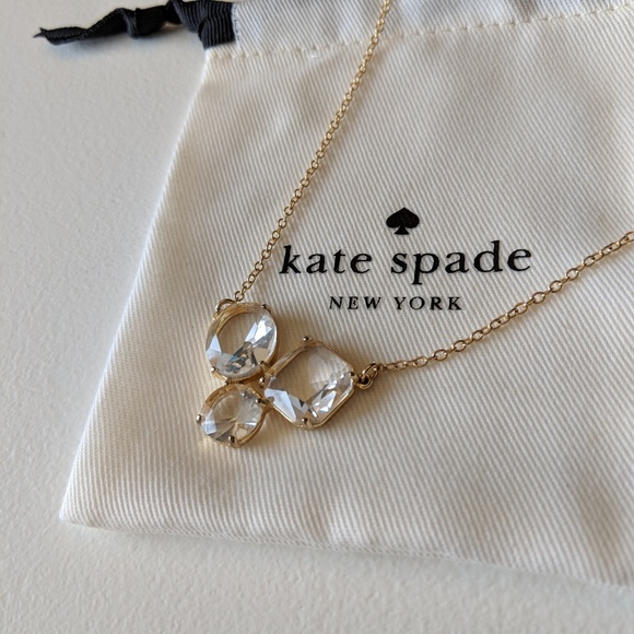 kate spade | Jewelry | New Kate Spade 3 Gem 2k Gold Necklace | Poshmark